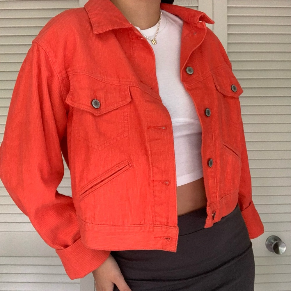 Brandy Melville Bright Orange Corduroy Jacket - Gem